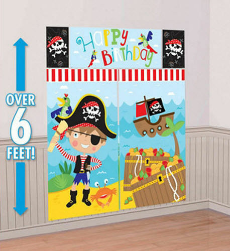 LITTLE PIRATE Scene Setter HAPPY BIRTHDAY party wall decoration ...