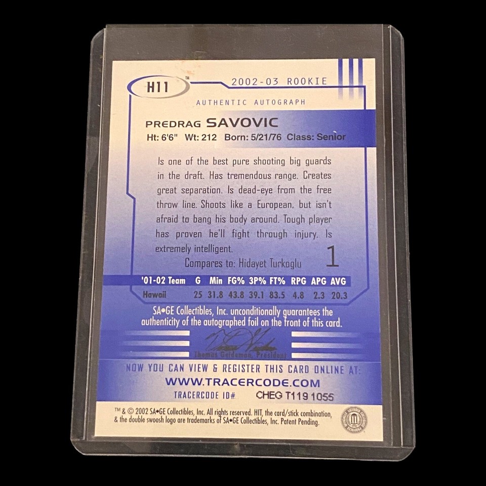 2002-03 SAGE Hit Auto Silver Predrag Savovic #H11 Auto | eBay
