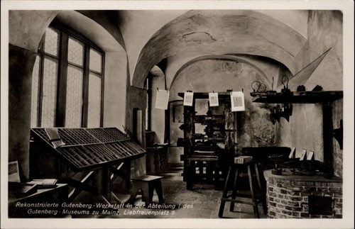 RPPC Gutenberg Museum Mainz Germany Workshop vintage postcard u366 | eBay