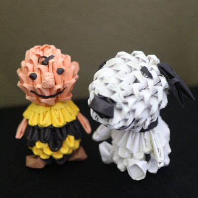 3D Origami Handcraft Art 3" Peanuts Charlie Brown & Snoopy Paper ...