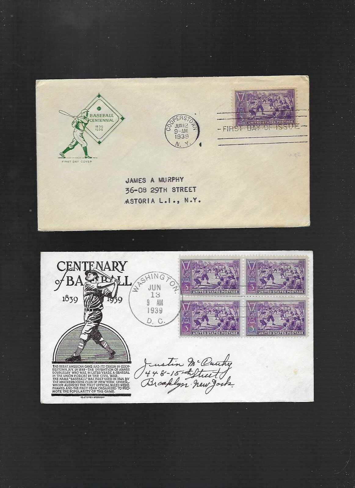 US FDC FIRST DAY COVER # 855 BASEBALL 1939 COOPERSTOWN BY FARNAM | eBay
