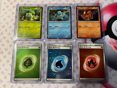 Pokémon 151 Starters Black Star promo set Plus Holo Energy - 6 Card Lot ...