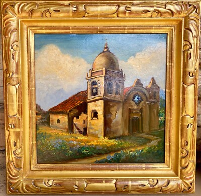 William Lemos Listed CA Artist "Old Carmel Mission"" 22K Gold Leaf ...