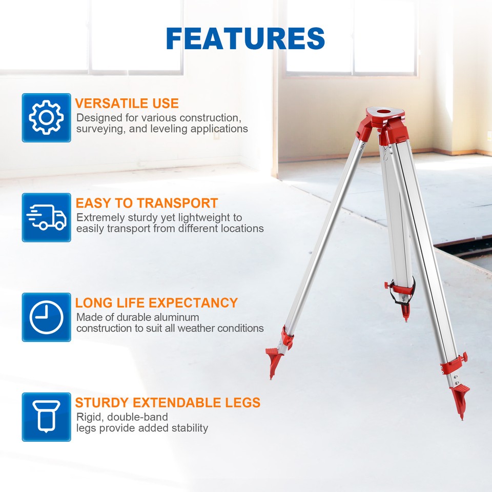 1.65M Survey Tripod 5M Staff Kit for Laser Level Surveying Construction ...