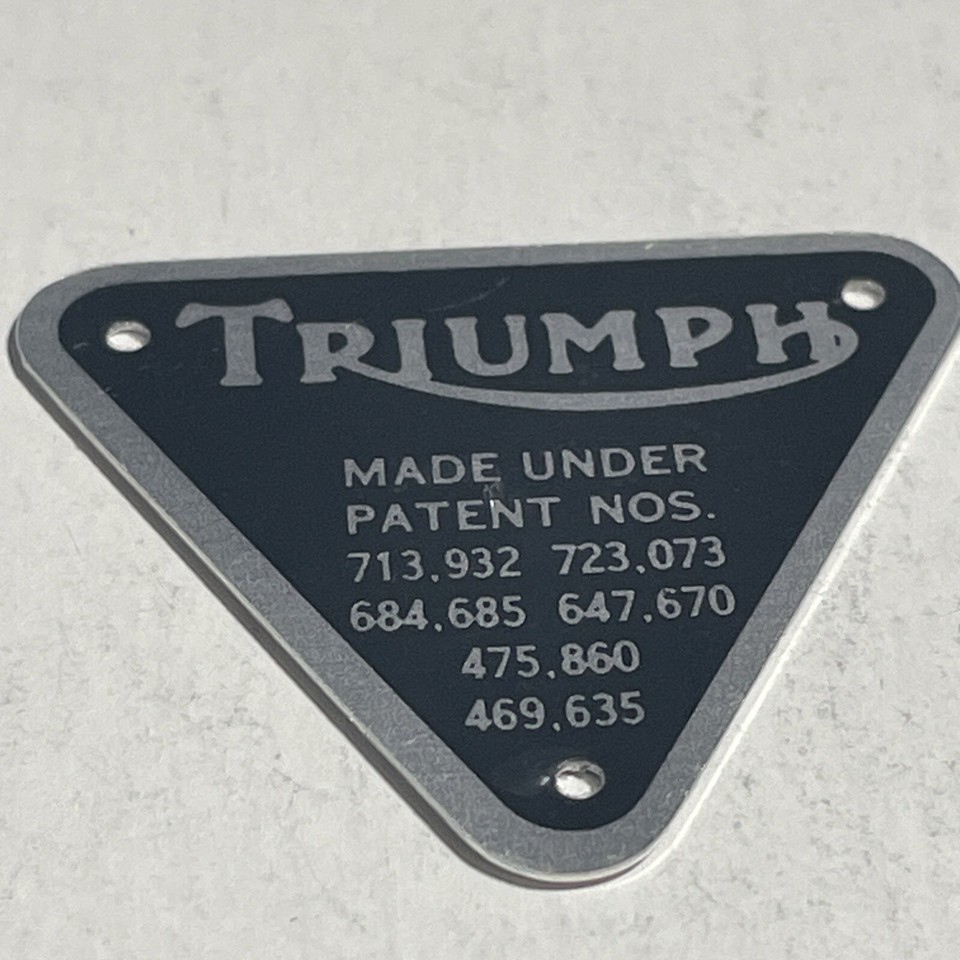 TRIUMPH 70-4016 PATENT PLATE & RIVETS (3) BONNEVILLE TIGER 500 650 750 ...
