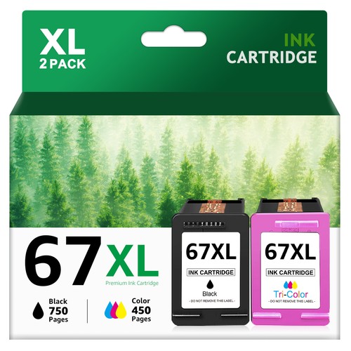 67XL Ink Cartridge for HP 67 Ink Deskjet 2700e 2755e 2800e 4155e Envy ...