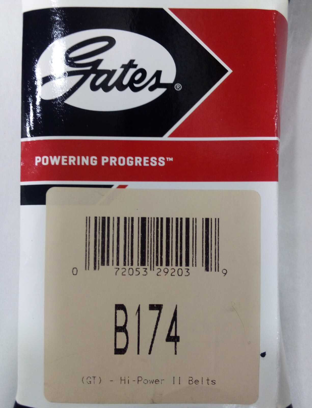 Gates B174 Hi-Power II V-Belt, 21/32" X 177" Part #90032174 High ...