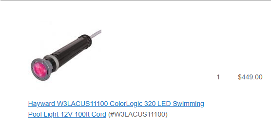 Hayward W3LACUS11100 ColorLogic 320 LED Swimming Pool Light 12V 100ft ...