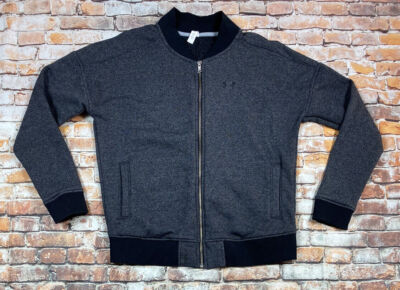 Under Armour Gray Threadborne Fleece Bomber Full Zip Jacket Women M | eBay