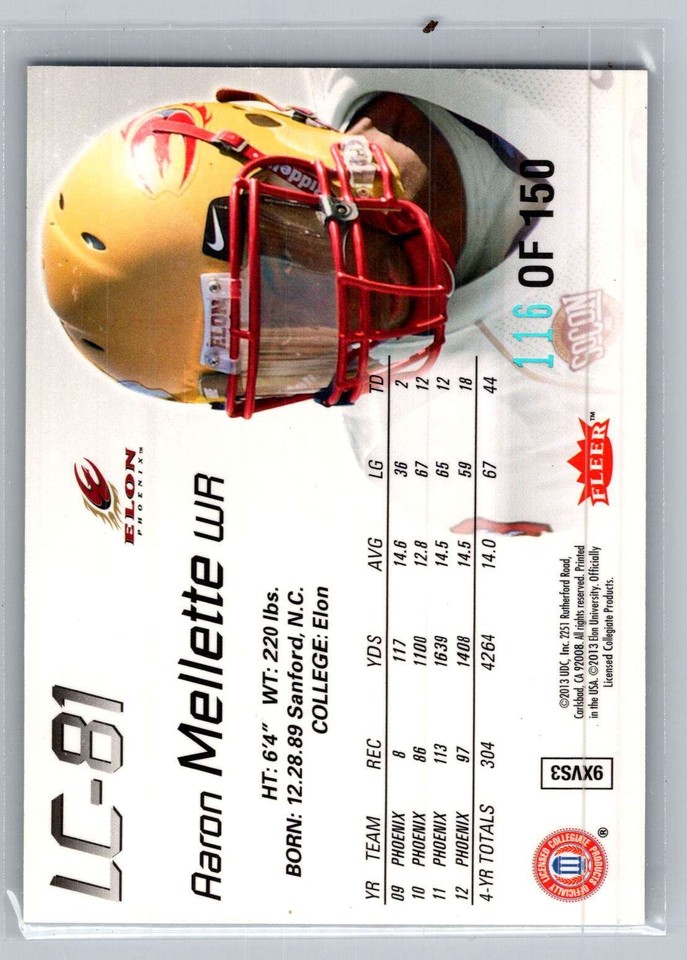 2013 Fleer Retro #LC-81 Aaron Mellette Elon Flair Showcase Legacy ...