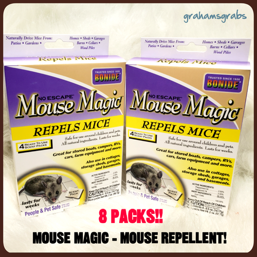 BONIDE 865 MOUSE MAGIC REPELS MICE MOUSE REPELLENT 8 PACKS!! READY TO ...
