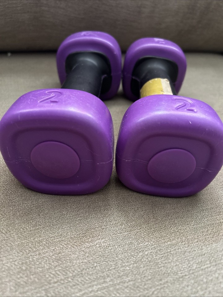Dumbbell Weights 2 lbs Each Purple Set Pair Of Plastic Coated Filled 4 ...