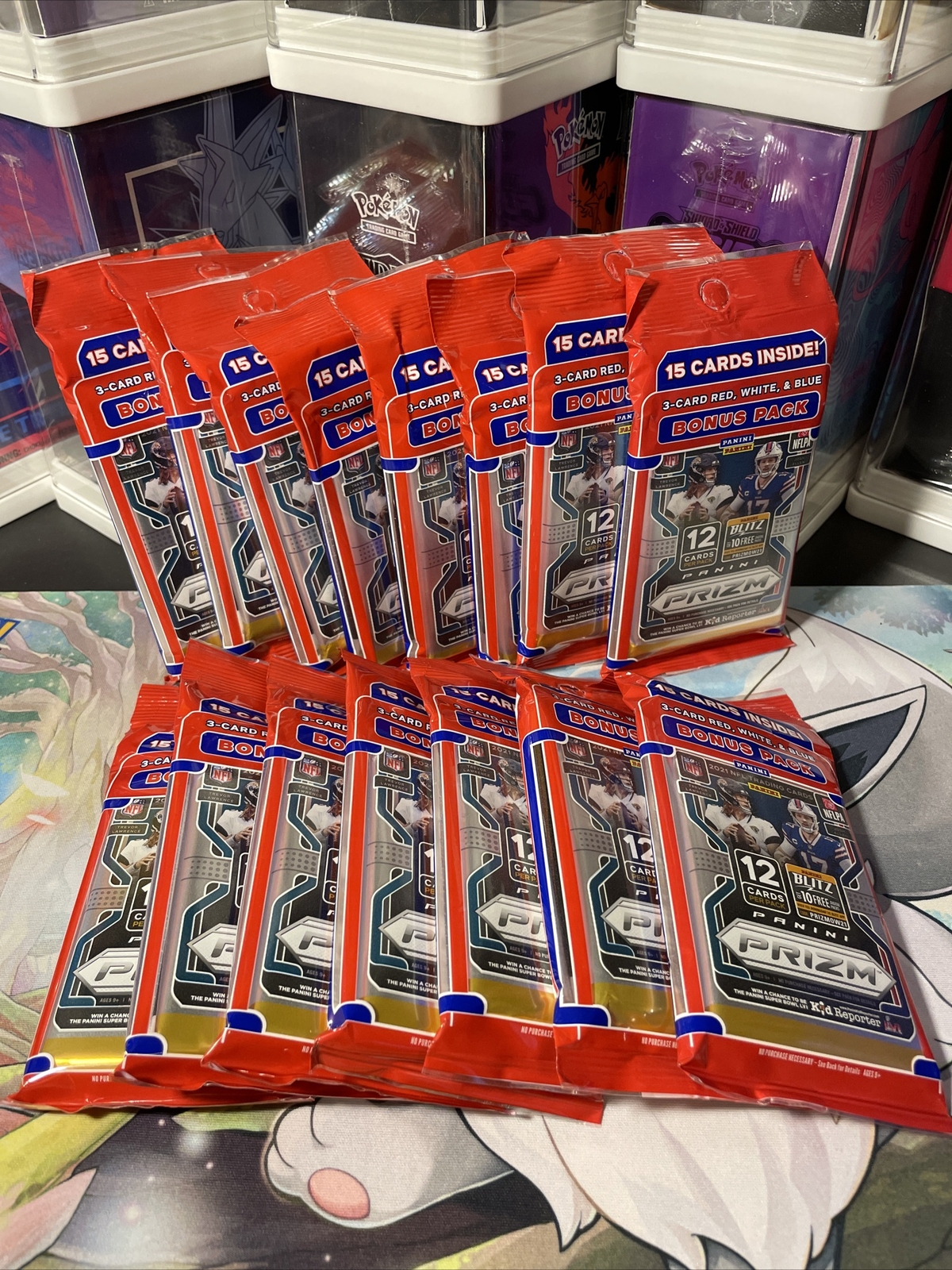 Lot Of 15 2021 Panini Prizm NFL Football Cello Pack - Red White Blue ...
