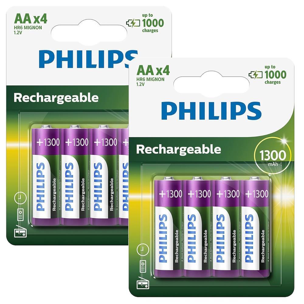 Philips Rechargeable Batteries AA 1300 2500 mAh AAA 700 1000 mAh NiMH ...