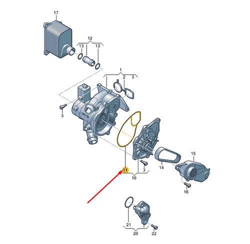 NEW VOLKSWAGEN ARTEON COOLANT PUMP MOULDED SEAL 06L121043B 15-19 ...