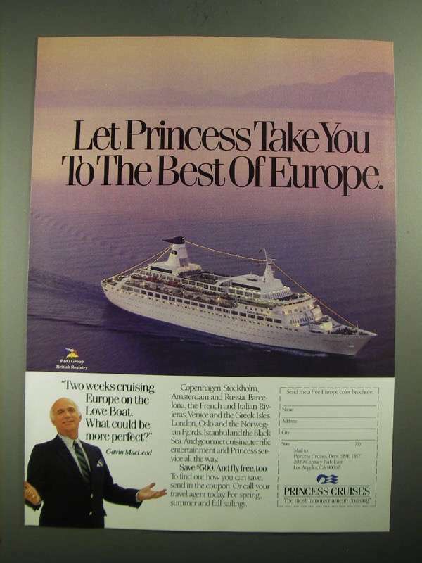 1987 Princess Cruises Ad - Gavin MacLeod - The Best of Europe | eBay