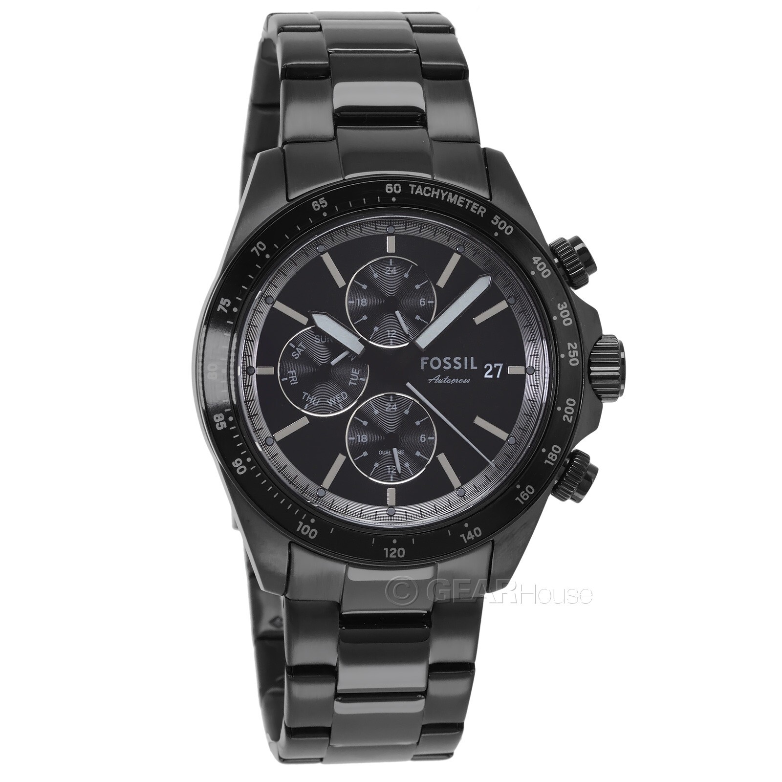 FOSSIL Autocross Mens Dual Time Multifunction Watch, Black Dial ...