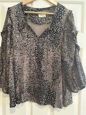 Anthropologie Maeve Animal Print Jacquin Blouse - Size Large | eBay