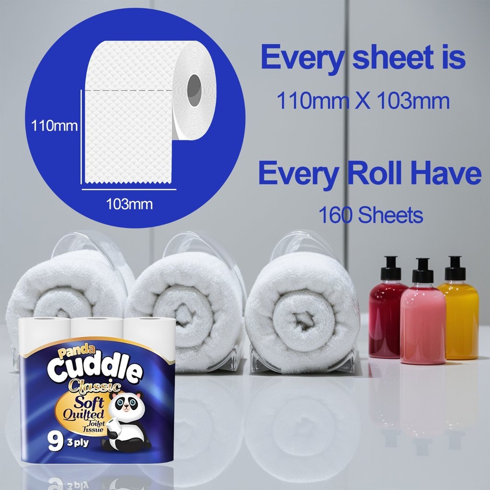 90, 180 3Ply Unscented Toilet Tissue Rolls Soft Quilted Embossed Paper ...