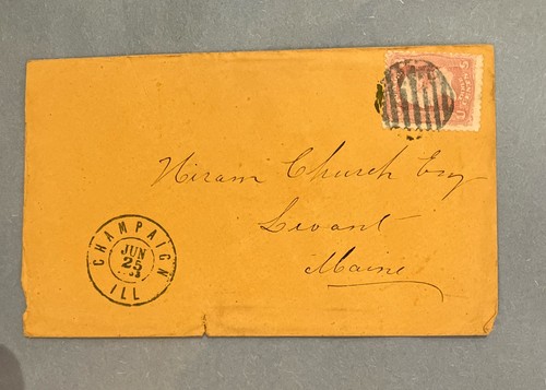 Champaign IL Levant Penobscot ME Fancy Cancel Grid Cancel Letter | eBay