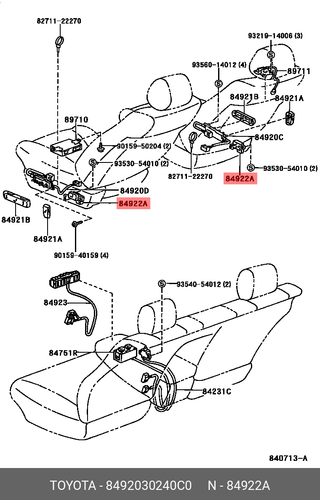 OE switch assy, power seat front, right, 8492030240C0 for TOYOTA 84920 ...