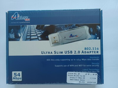 AirLink 101 AWLL3026 Ultra Slim USB 2.0 Wireless Adapter 802.11G / 54 ...