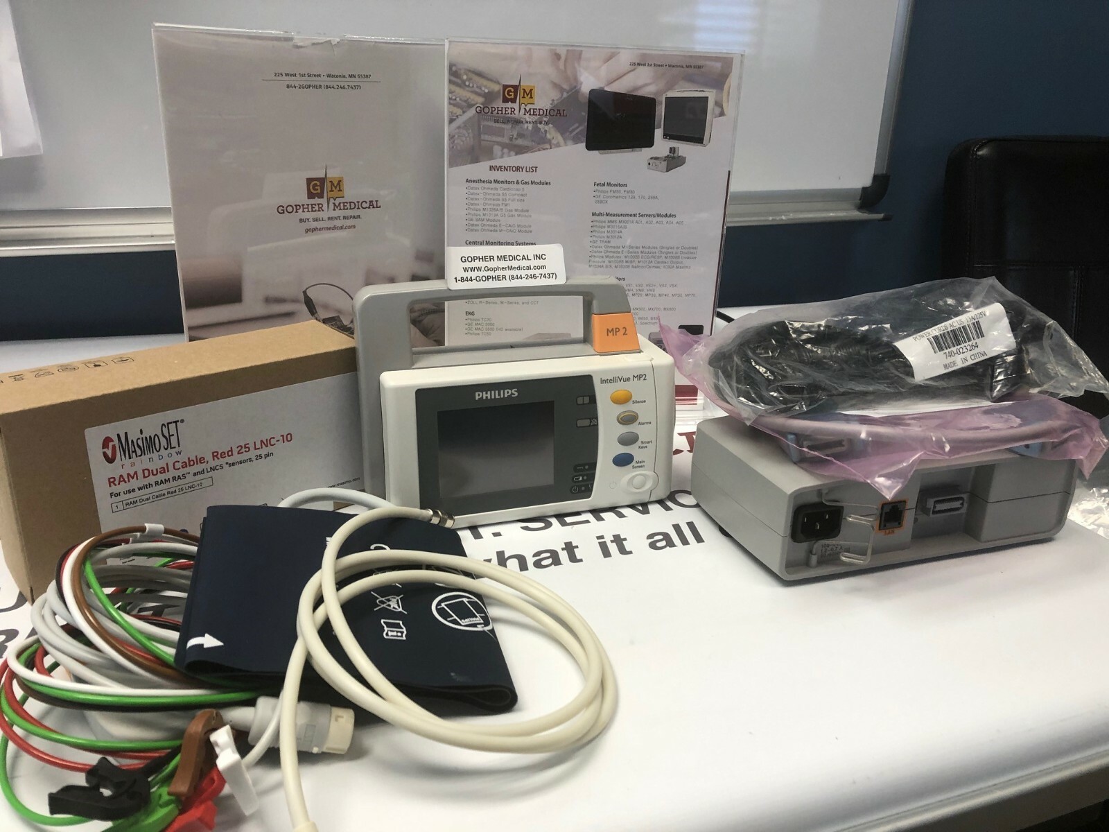 Philips MP2 Transport Monitor Wireless, Rev L, Masimo SP02 Biomed ...