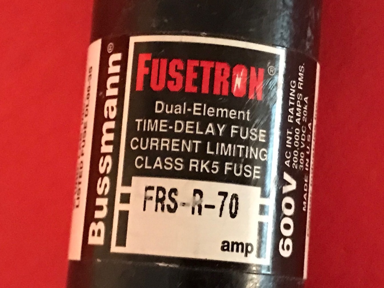 Lot of (2) Bussmann Fusetron FRS-R-70 Class RK5 Fuses - 600V | eBay