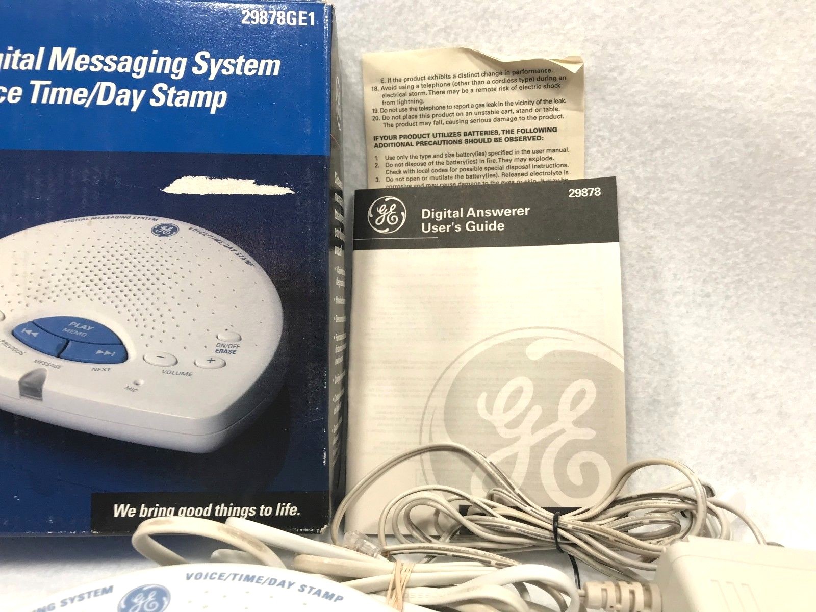 GE Fully-Digital Answering Messaging System with Voice Time/Day Model ...