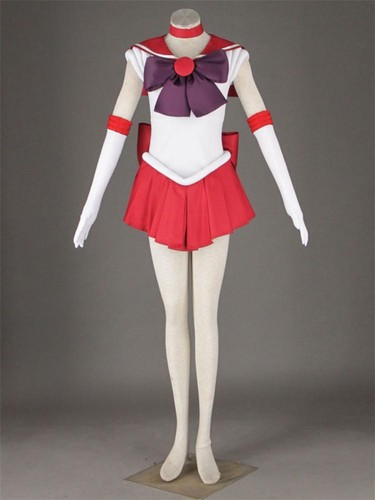 Woman's Halloween Sailor Mars Hino Rei Cosplay Costume Red Uniform ...