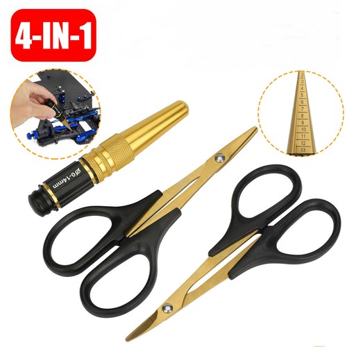 Curved & Straight Scissors 0-14 mm Hole Puncher Reamer Set for RC Car ...