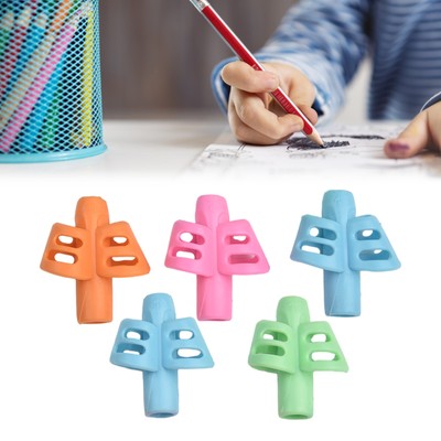 5 X Pencil/Pen Grips Ergonomic Finger Grasp Writing Aid Holder For Kids ...
