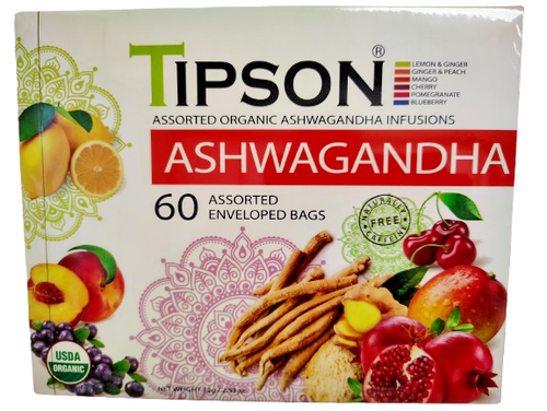 Tipson ASHWAGANDHA Tea, Organic Infusions, Assorted Blends, Lot of 60 ...