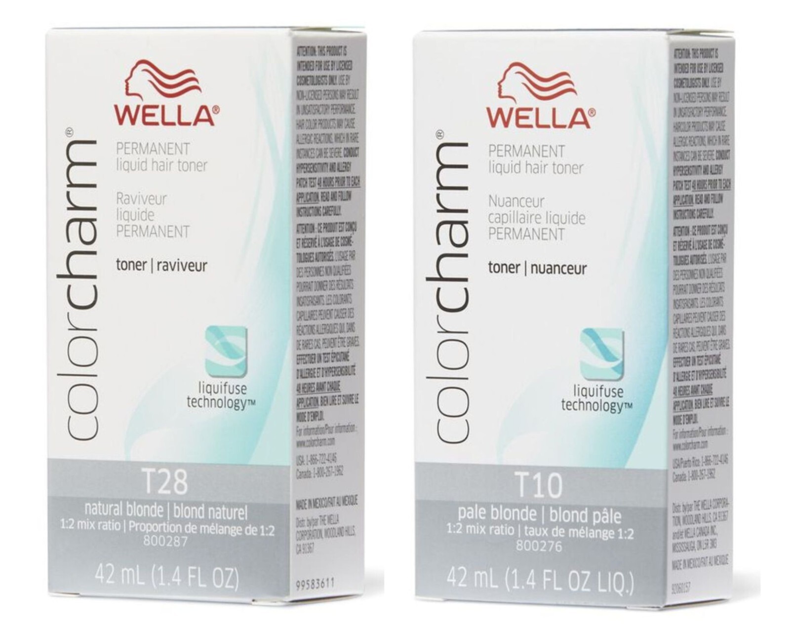 Wella Color Charm T-10, 14, 28, 050 with 20 DEVELOPER 0.21oz Combo ...
