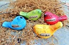 4 BEAUTIFUL MULTI COLORED SPRING BIRDS w/ WORDS 4" RESIN FAIRY GARDEN ...