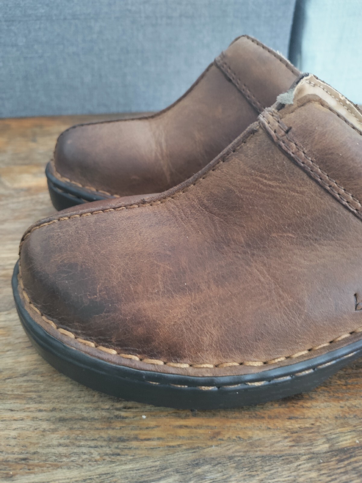 Born Concept BOC Black Leather Clog Mule Comfort Slip… - Gem