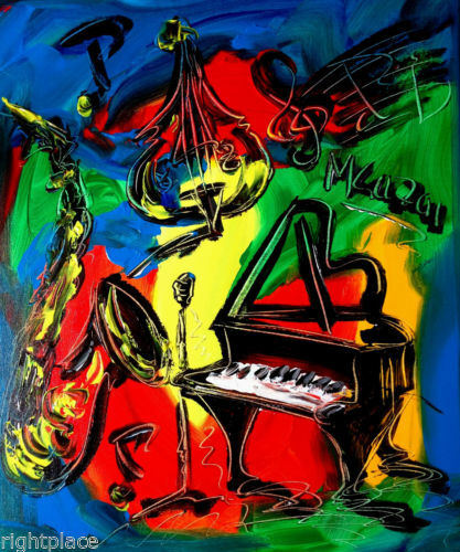 Modernist ABSTRACT PAINTING Expressionist MODERN ART GOLDEN JAZZ dMGHT ...