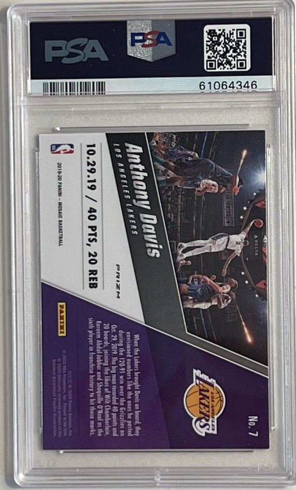 2019 Panini Mosaic #7 Anthony Davis Mavericks Montage PSA 10 GEM MINT ...