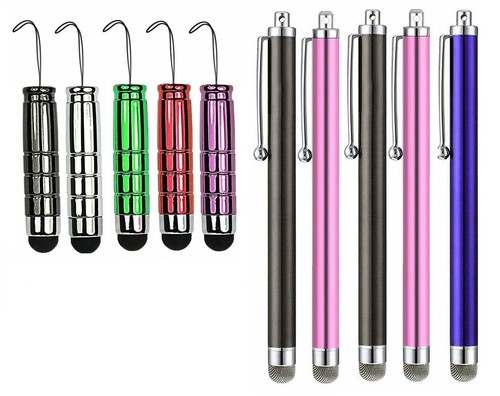 Pack Of 10 Aluminium Stylus Rubber Tip Pens for Touchscreen Phones ...