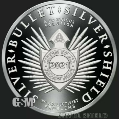 1 OZ 999 PURE SILVER BULLET SILVER SHIELD PROOF MINI MINTAGE ROUND COIN ...