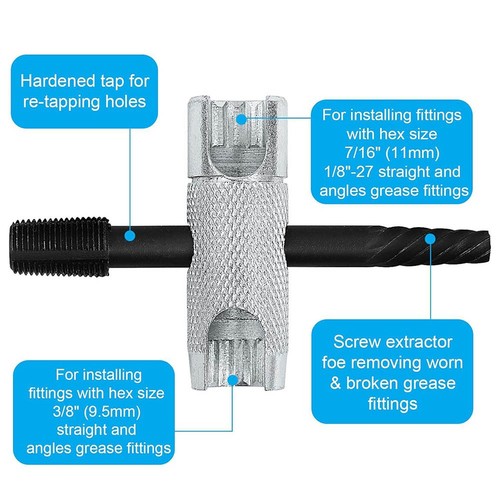 Grease Zerk Fitting Tool with 4 Function Design for Easy Install and ...