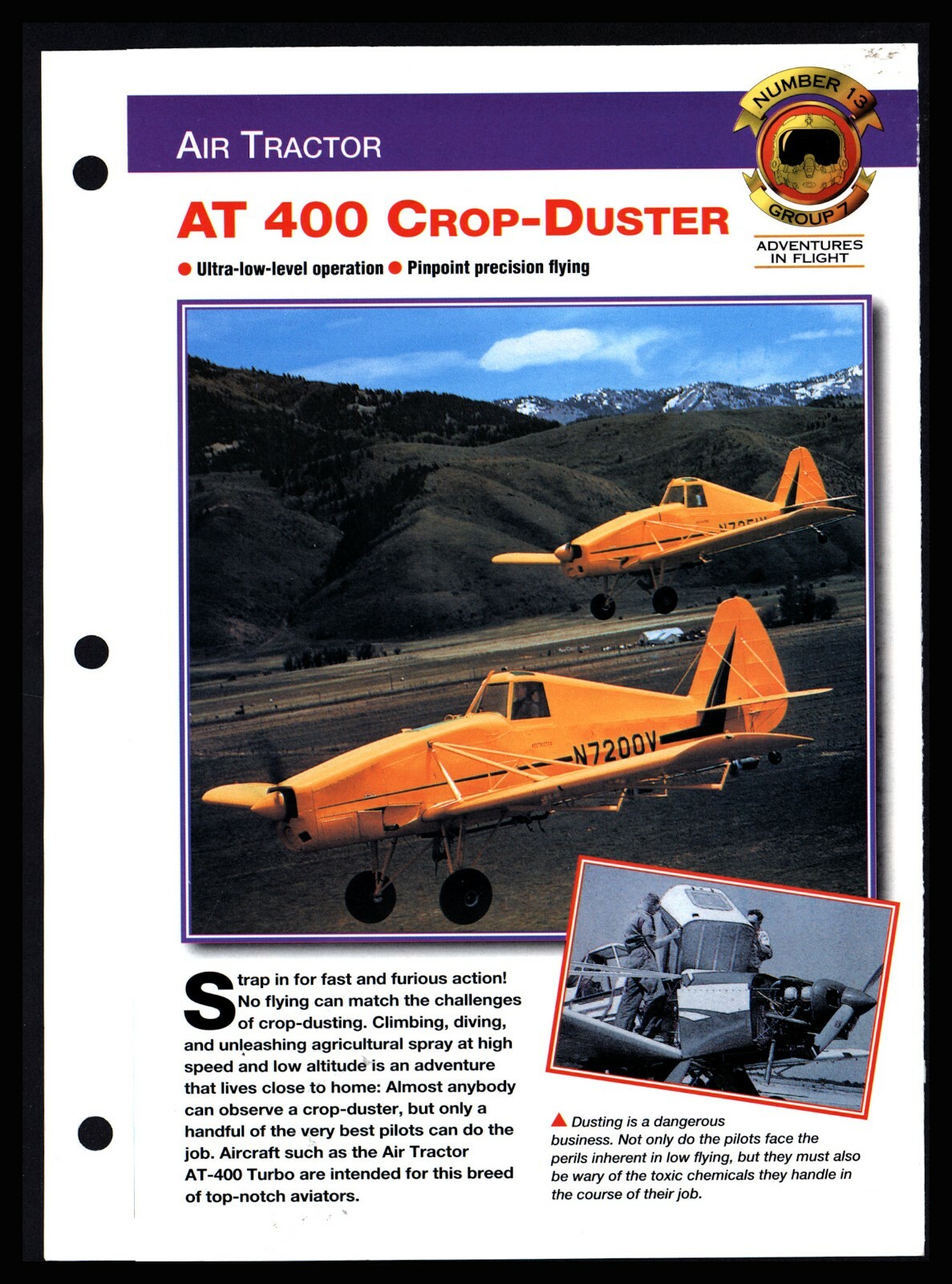 "AT 400 CROP DUSTER" Aircraft of World Spec Sheet Adventures in Flight ...