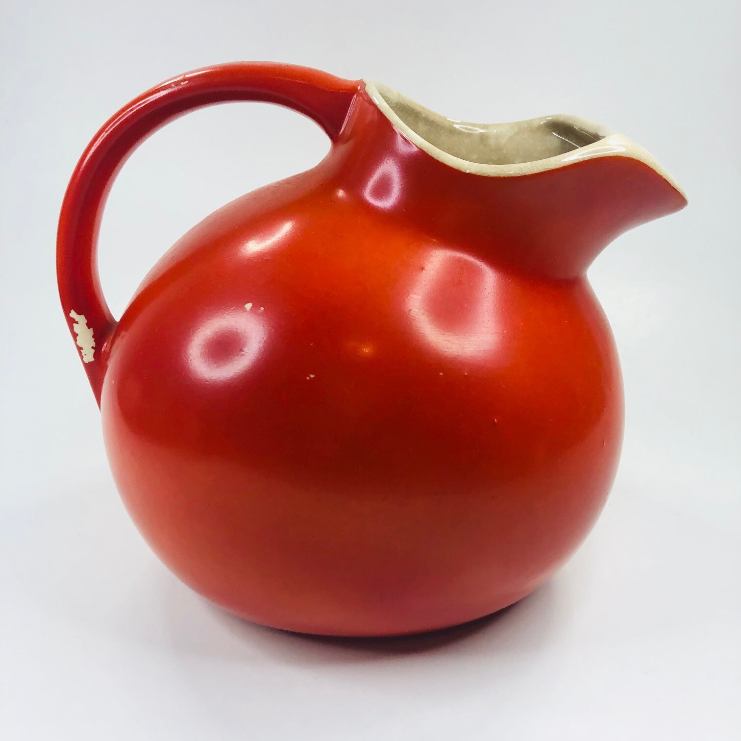 Hall Ball Pitcher, USA pottery Orange Jug Tilt Ball Pitcher Made in ...