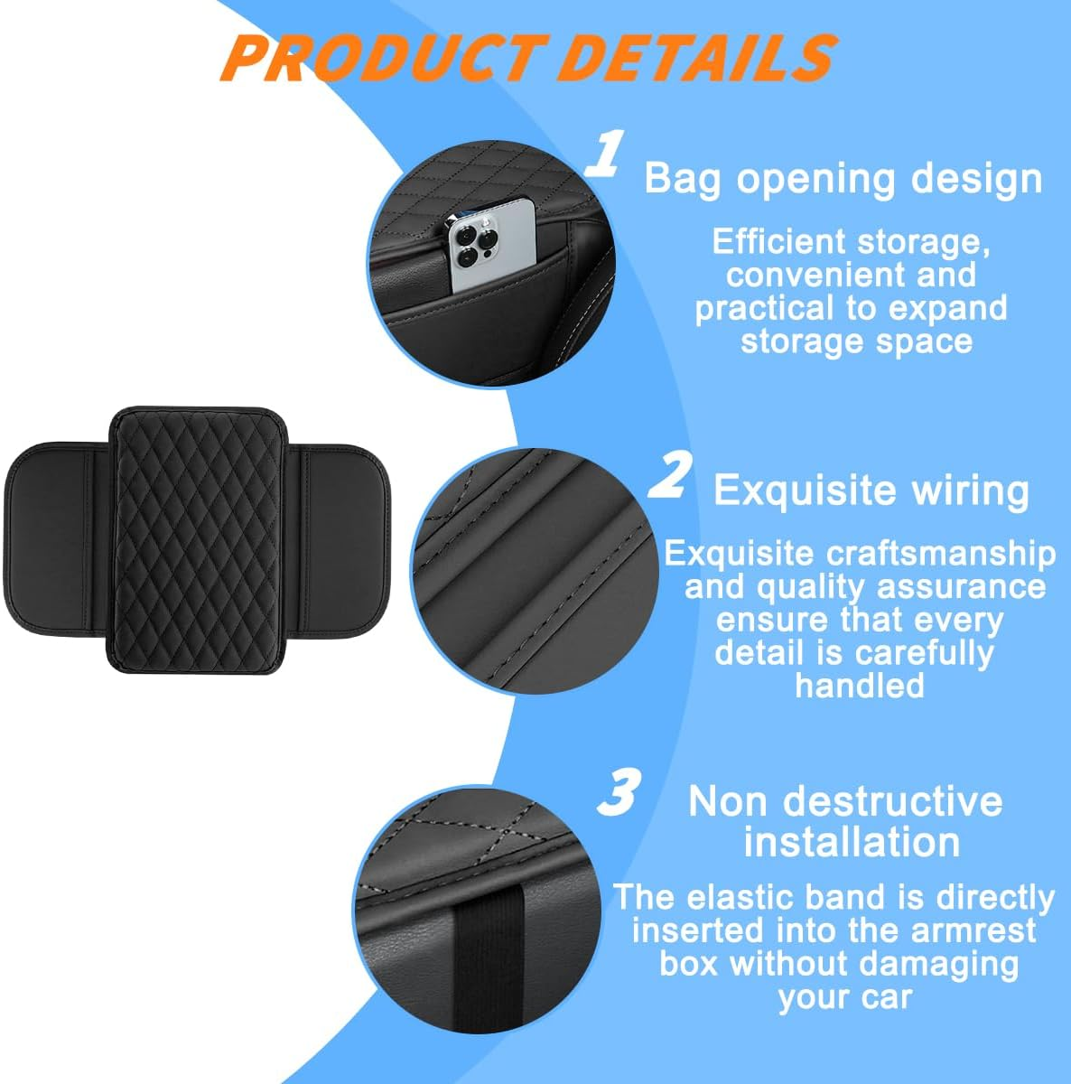 Car Armrest Pad Center Console Box Cover Leather Protector Cushion ...