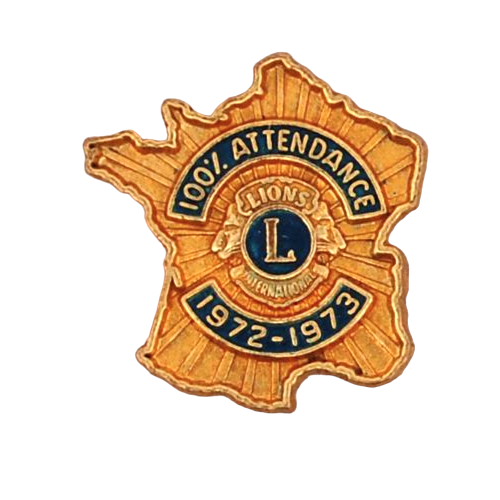 VTG 1972-1973 LIONS CLUB 100% Attendance Gold Lapel Pin | eBay