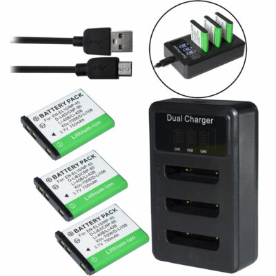 3x Battery+Triple Charge for LB-012 Kodak Pixpro Zoom CZ52 FZ51 FZ52 ...