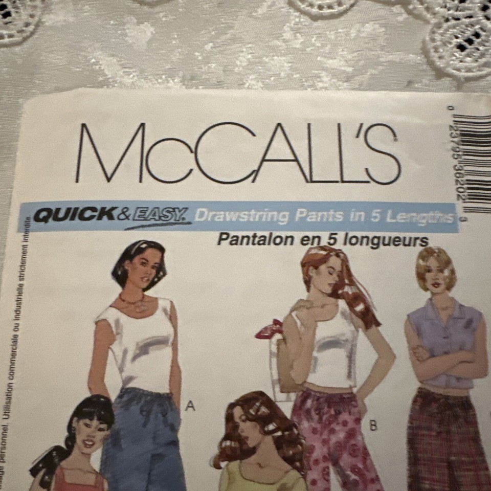 McCall's Sewing Pattern 3620 Drawstring Pants Shorts Capris Size L-XL ...