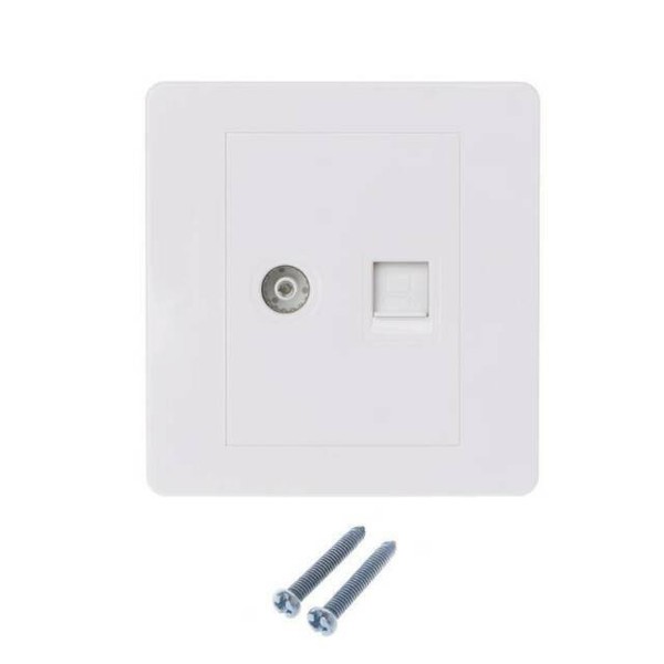 Wall Panel Network Rj45 Modular Socket Coaxial TV Aerial Connector ...