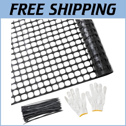 Customizable Black Plastic Mesh Fence 4'x100' for Poultry and Animal ...
