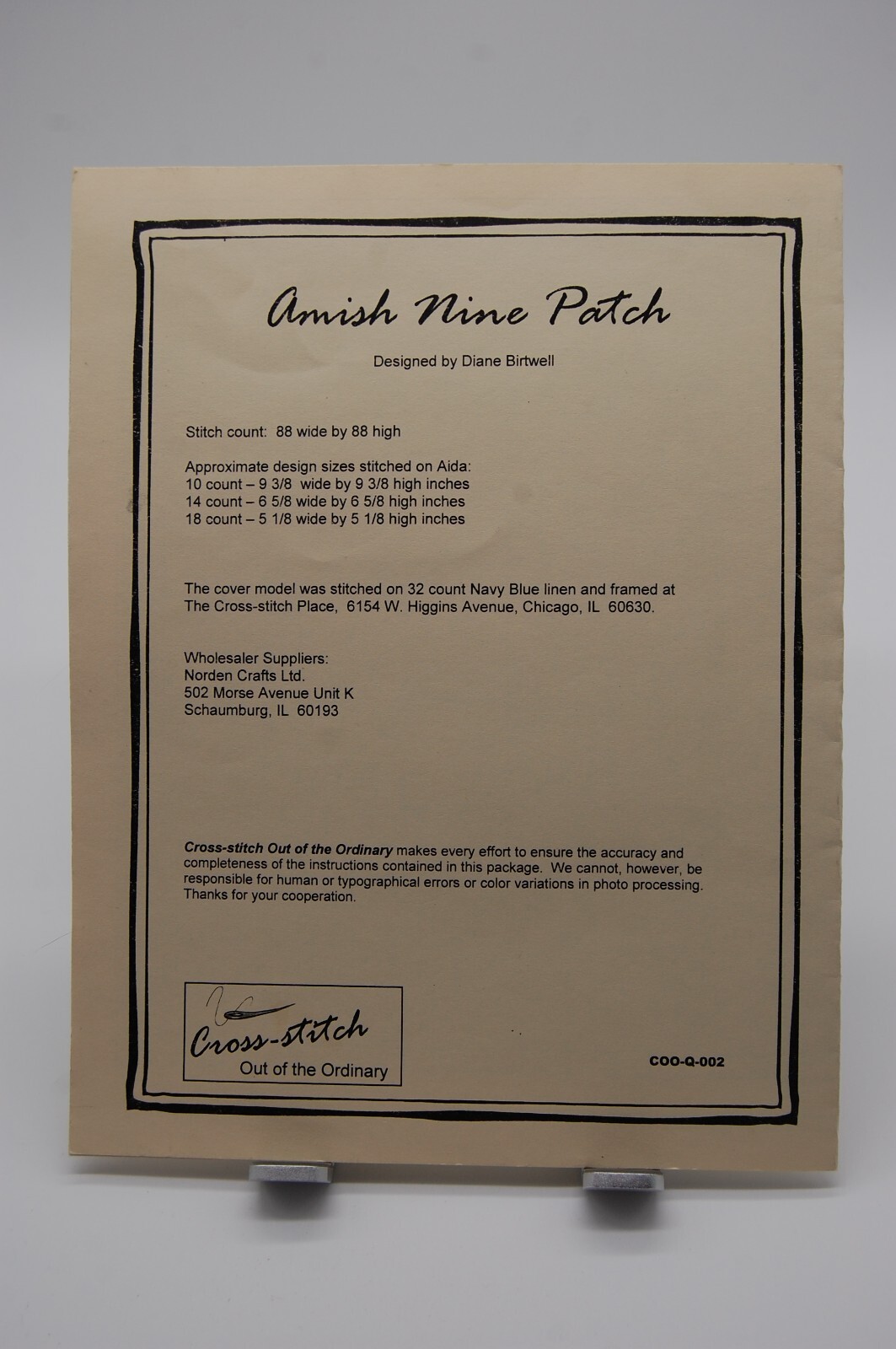 Amish Nine Patch Cross Stitch Pattern from Quilt Collection | eBay